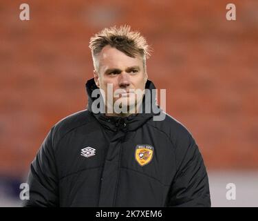 Robbie Stockdale coach at Hull City inspects the pitch before the Sky ...