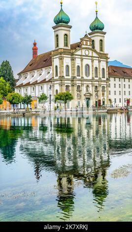 Colorful Jesuit Church Inner Harbor Reflection Patterns Reuss River ...