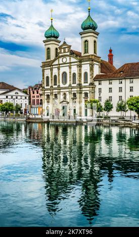Colorful Jesuit Church Inner Harbor Reflection Patterns Reuss River ...