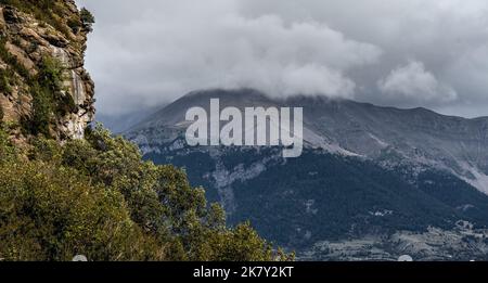 magnificent view of glacial valleys through to snow and cloud topped ...
