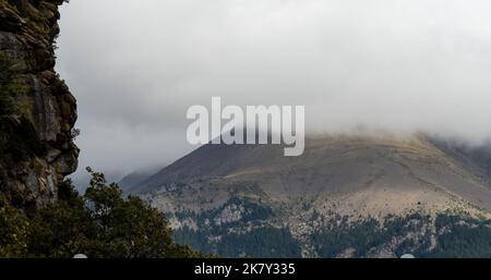 magnificent view of glacial valleys through to snow and cloud topped ...