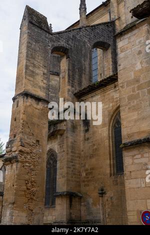 view between old stone walls and buildings of a beautifully preserved ...