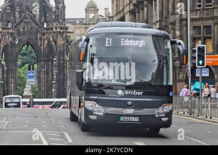 Ember electric intercity coach on streets of Edinburgh Scotland June ...