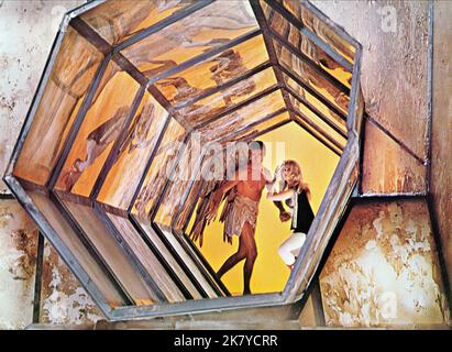 JOHN PHILLIP LAW as Pygar JANE FONDA as BARBARELLA with director ROGER ...