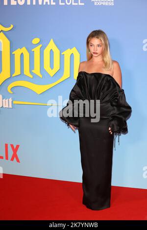 Madelyn Cline attends the BFI London Film Festival screening of "Glass ...