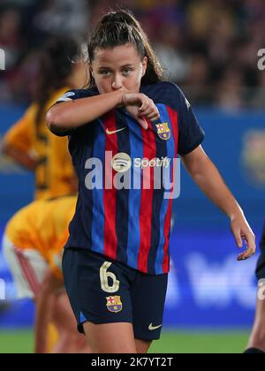 Claudia Pina of FC Barcelona celebrates a goal during the UEFA Women's ...