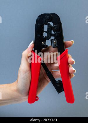 Hand crimp tool for crimping of the round terminals and small heap of ...