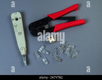 Hand crimp tool for crimping of the round terminals and small heap of ...