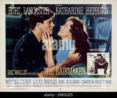 Katharine Hepburn & Burt Lancaster Poster Film: The Rainmaker (1952 ...