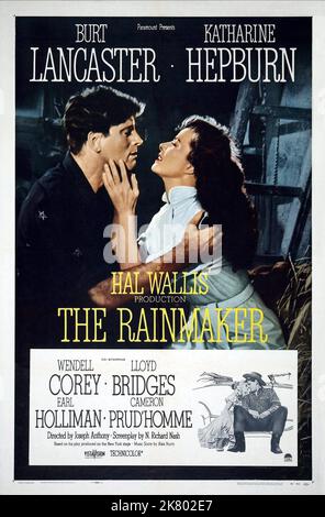 Katharine Hepburn & Burt Lancaster Poster Film: The Rainmaker (1952 ...
