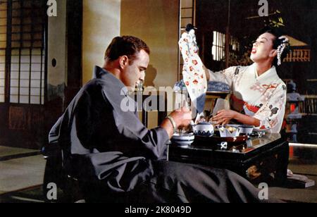 Marlon Brando, Miiko Taka, on-set of the Film, "Sayonara", Warner Bros ...