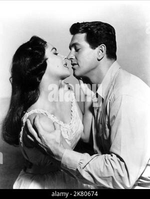 Rock Hudson, Elizabeth Taylor, at a publicity cast party, prior to the ...