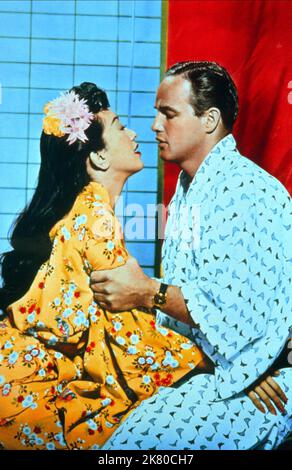 Marlon Brando, Miiko Taka, on-set of the Film, "Sayonara", Warner Bros ...