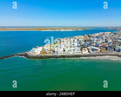 Longport Point aerial view with Atlantic City at the background ...