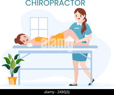 Chiropractor Flat Cartoon Hand Drawn Templates Illustration of Patient ...