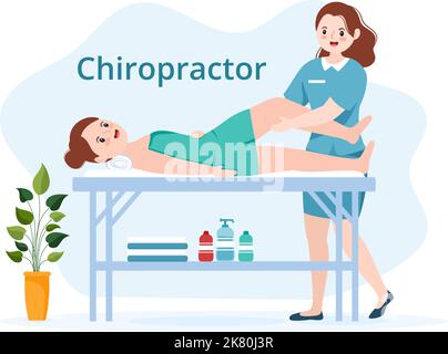 Chiropractor Flat Cartoon Hand Drawn Templates Illustration of Patient ...
