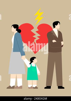 drawing of characters, couples after divorce, breakup Stock Photo - Alamy