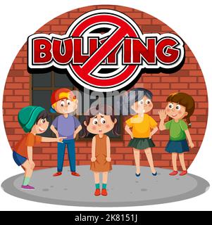Stop Bullying text with cartoon character illustration Stock Vector ...
