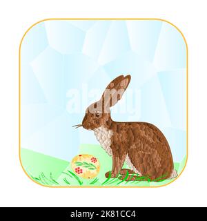 Banner Easter Bunny and Easter egg polygons vector illustration Stock ...