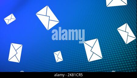 Illustration of falling white envelopes against gradient gray ...