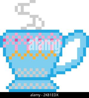 vector pixel art tea cup drink Stock Vector Image & Art - Alamy