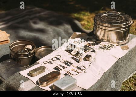 Old Medical And Surgical Instruments. Many Surgical Instruments For ...