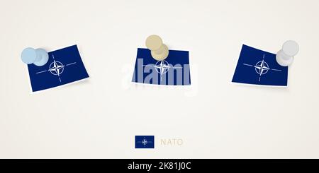 Nato flag, set of location pin icons of Nato flag. Vector illustration ...