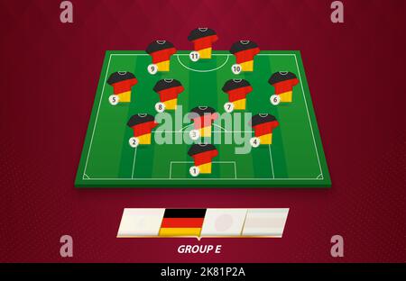 Football field with Germany team lineup for European competition ...