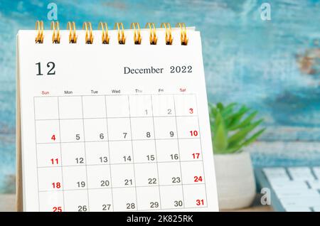 December 2022 Monthly desk calendar for the organizer to plan 2022 year ...