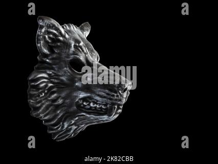 Wolf head isolated on black background with clipping path Stock Photo ...