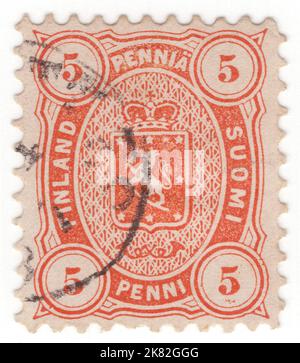 FINLAND - 1875: An 5 penni orange postage stamp depicting Coat of Arms ...