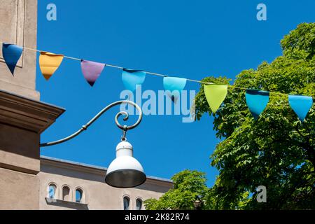Fair bunting flags, festival event, summer holiday farm feast, carnival ...