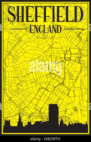 Modern City Map - Sheffield city of England with wards and titles UK ...