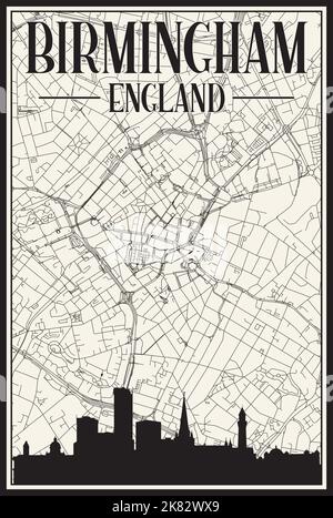 Modern City Map - Birmingham city of England with boroughs and titles ...