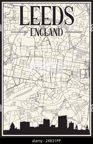 Modern City Map - Leeds city of England with boroughs and titles UK ...