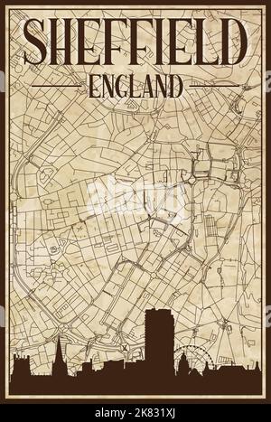 Modern City Map - Sheffield city of England with wards and titles UK ...