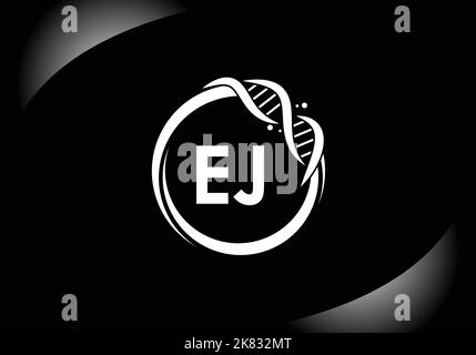 Creative blue letter Ej e j logo with leading lines and road concept ...