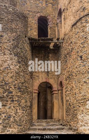 Detail of the Fasilidas palace in the Royal Enclosure in Gondar ...