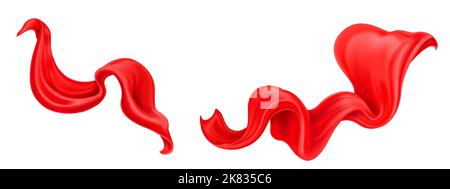 Flying red superhero cloak color vector realistic illustration. Comic ...
