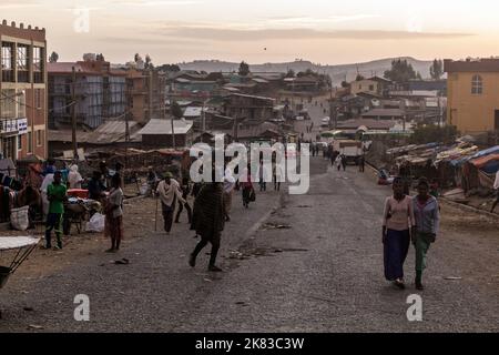 DEBARK, ETHIOPIA - MARCH 17, 2019: View of a street in Debark town ...