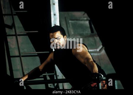 GHOSTS OF MARS, Ice Cube, director John Carpenter, on set, 2001. (c ...