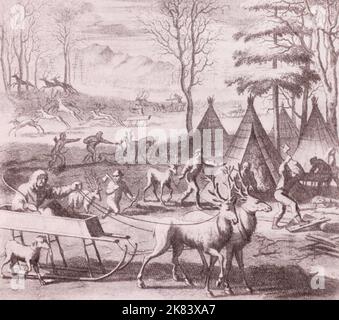 Nenets man (Samoyedic people) in traditional dress, illustration from ...