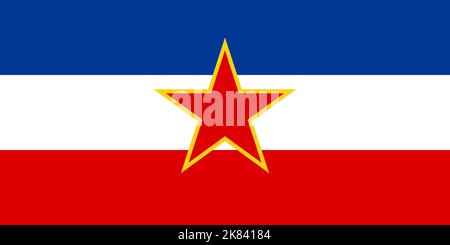 flag of Yugoslavia 1946 1992, Europe at cloudy sky background ...