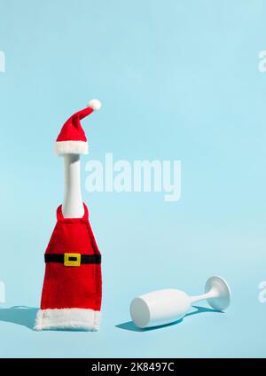 Santa Claus made of champagne bottle and Christmas baubles. Christmas ...