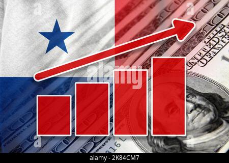 Economy Graph: Up Arrow, Panama Flag and Cash Dollar Bill Stock Photo ...