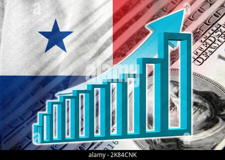 Economy Graph: Up Arrow, Panama Flag and Cash Dollar Bill Stock Photo ...