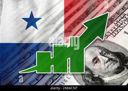 Economy Graph: Up Arrow, Panama Flag and Cash Dollar Bill Stock Photo ...