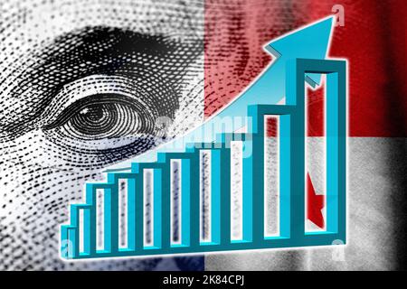 Economy Graph: Up Arrow, Panama Flag and Cash Dollar Bill Stock Photo ...