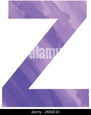 English alphabet, letter V painted with watercolor blue blue paints ...