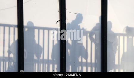 Jewish pilgrims climbing up on the Mughrabi Bridge to the Temple Mount ...